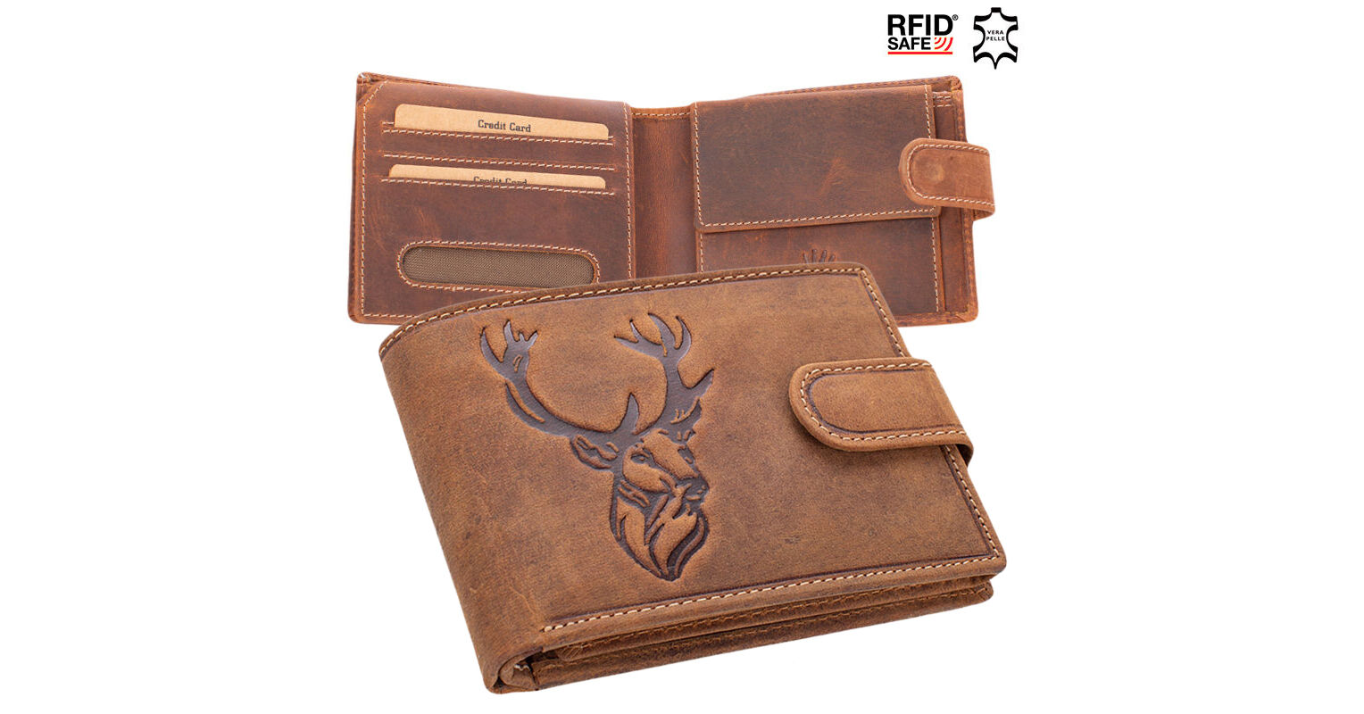 Giulio vadász pénztárca bőr díszdobozban szarvas mintával RFID ...