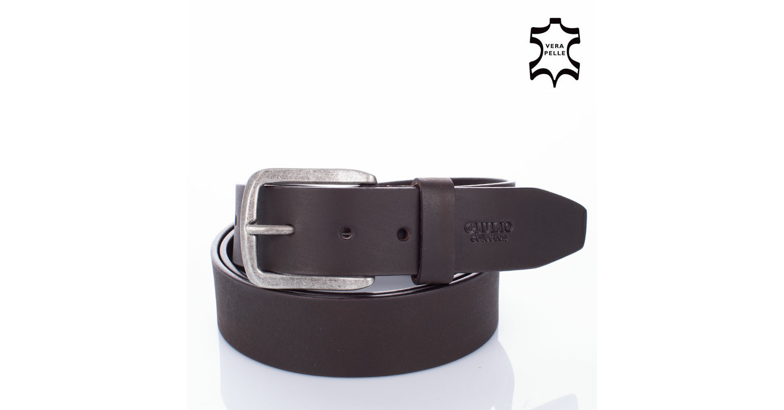 GIULIO COLLECTION Valódi bivalybőr férfi öv barna színben 120 cm ...