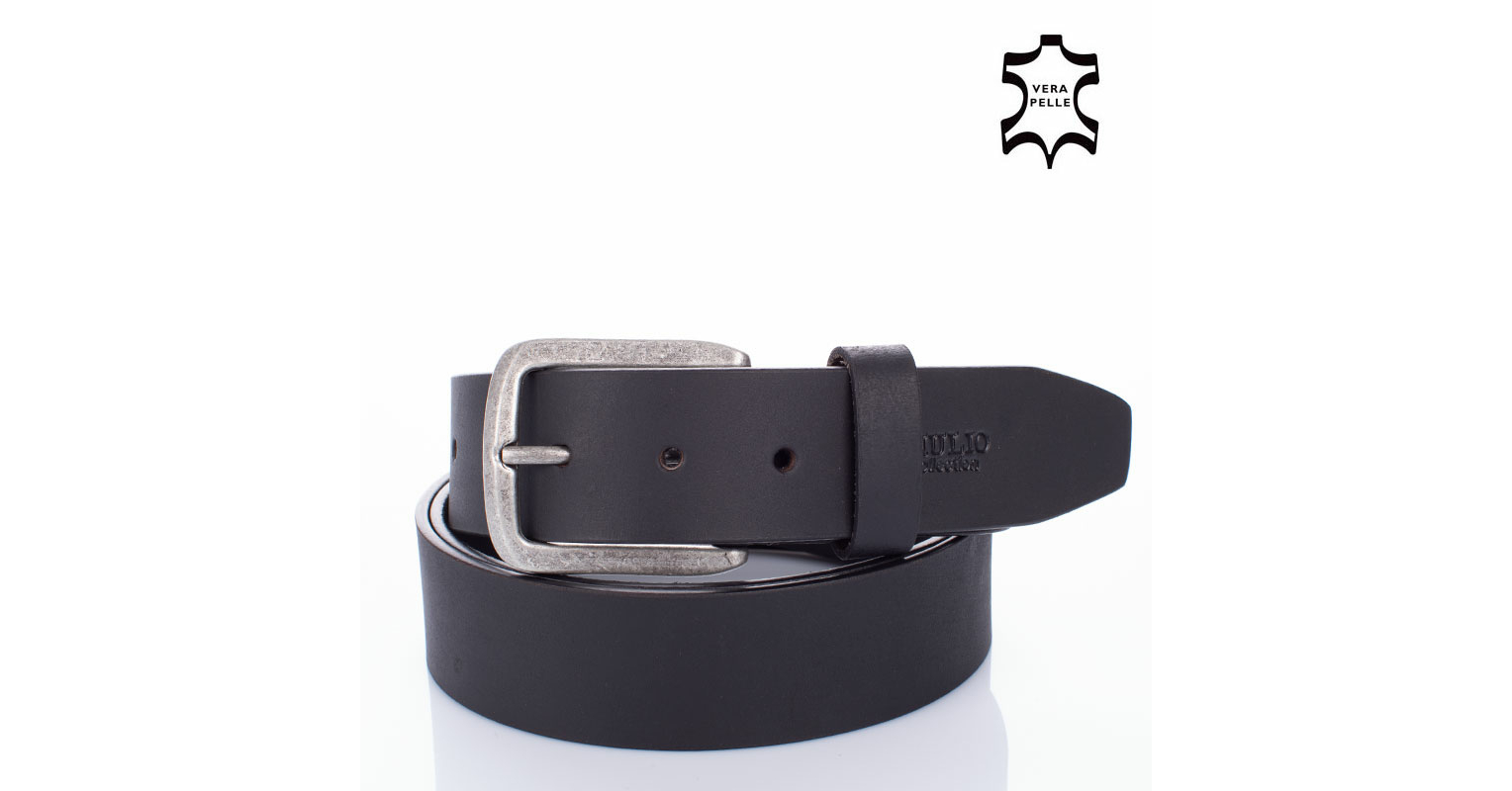 GIULIO COLLECTION Valódi bivalybőr férfi öv fekete színben 125 cm ...