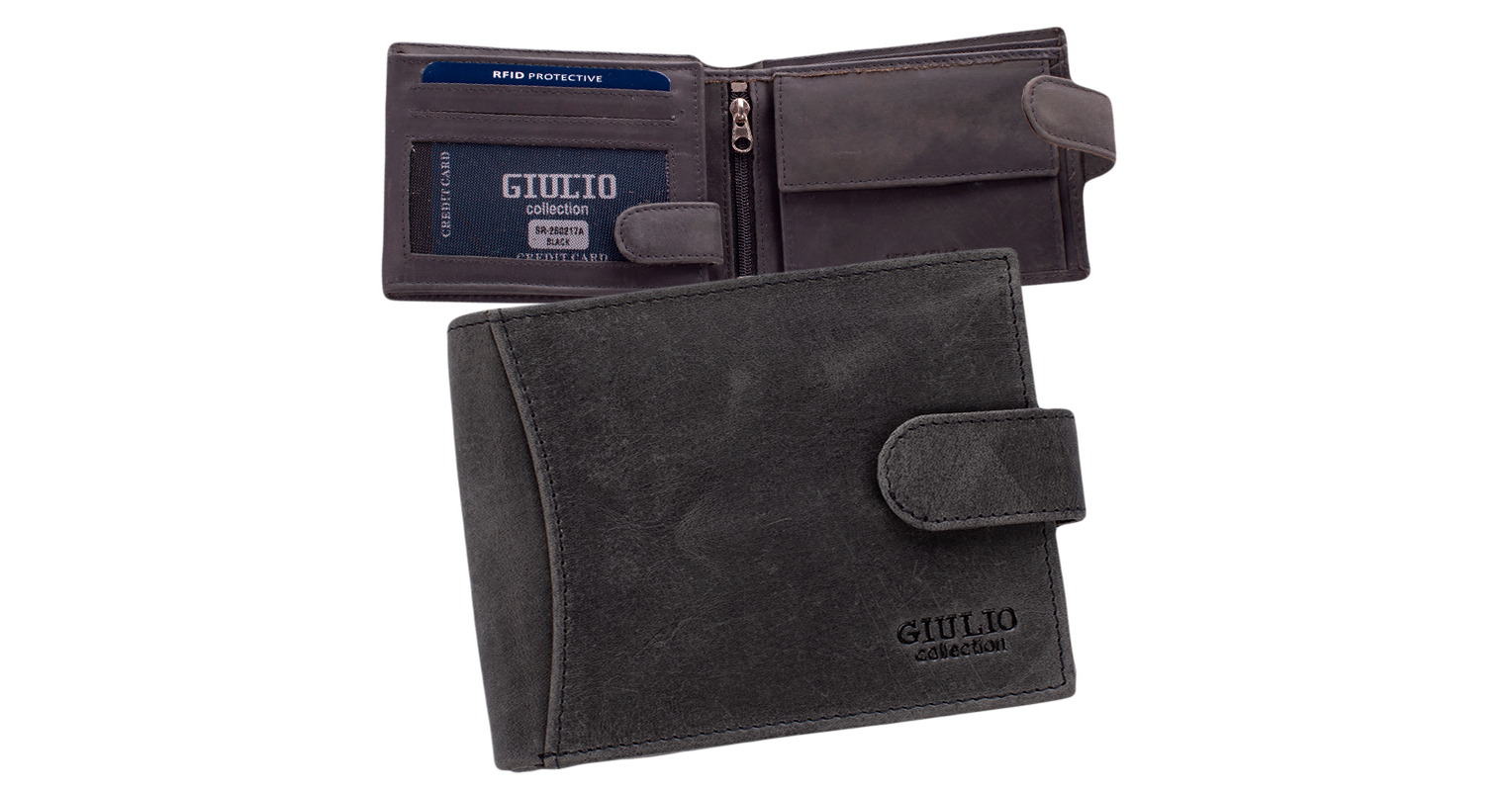 Giulio Vintage valódi bőr férfi pénztárca díszdobozban RFID rendszerrel ...