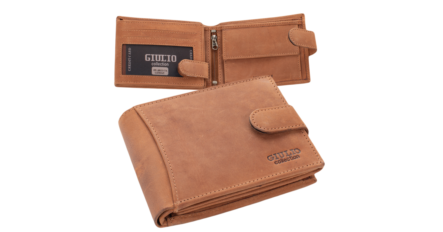 Giulio Valódi bőr férfi pénztárca barna színben RFID védelemmel ...
