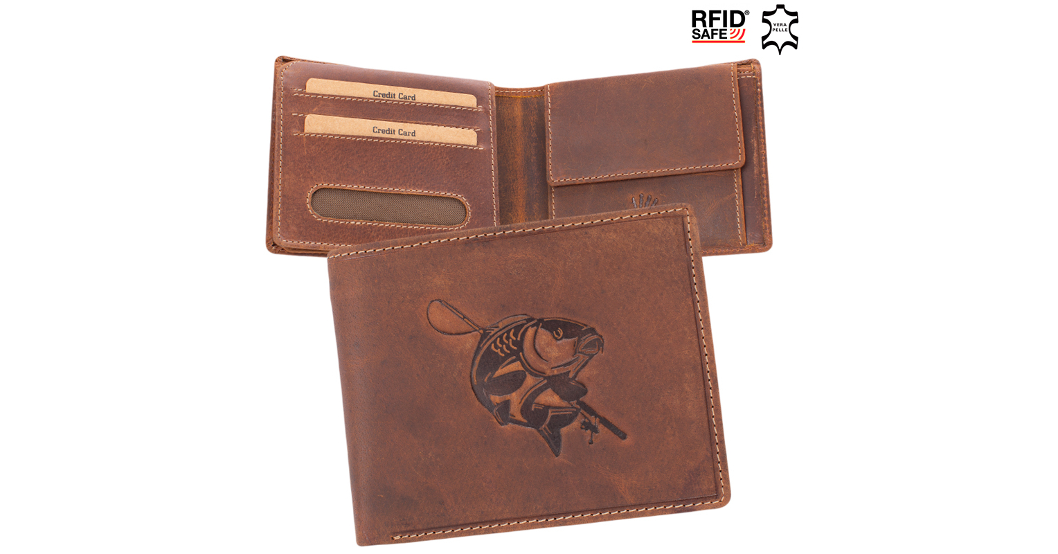 Giulio Horgász pénztárca bőr RFID rendszerrel - Giulio férfi pénztárcák ...