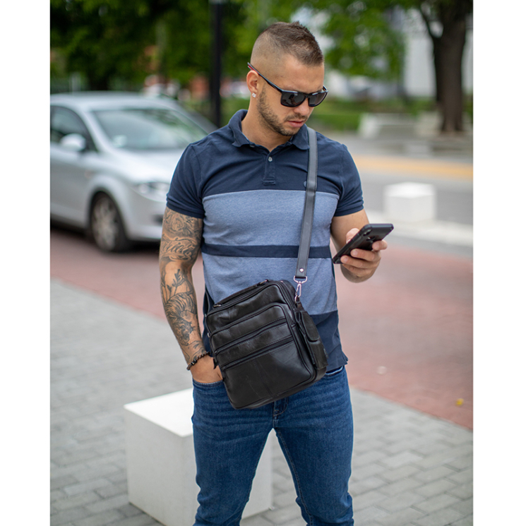 GIULIO COLLECTION, Valódi bőr férfi oldaltáska - Férfi válltáska ...